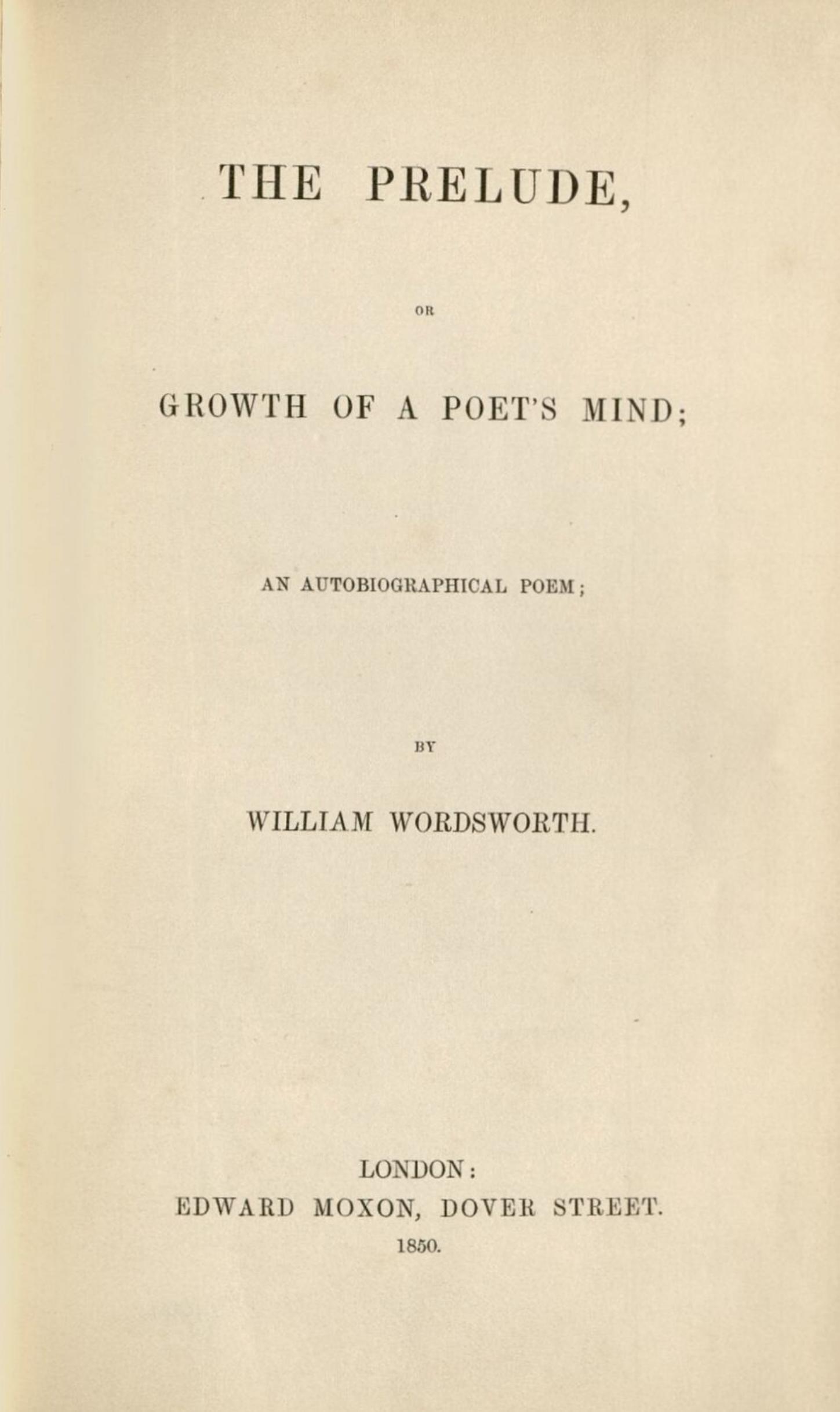 William Wordsworth: The Prelude, deel I – lezenman